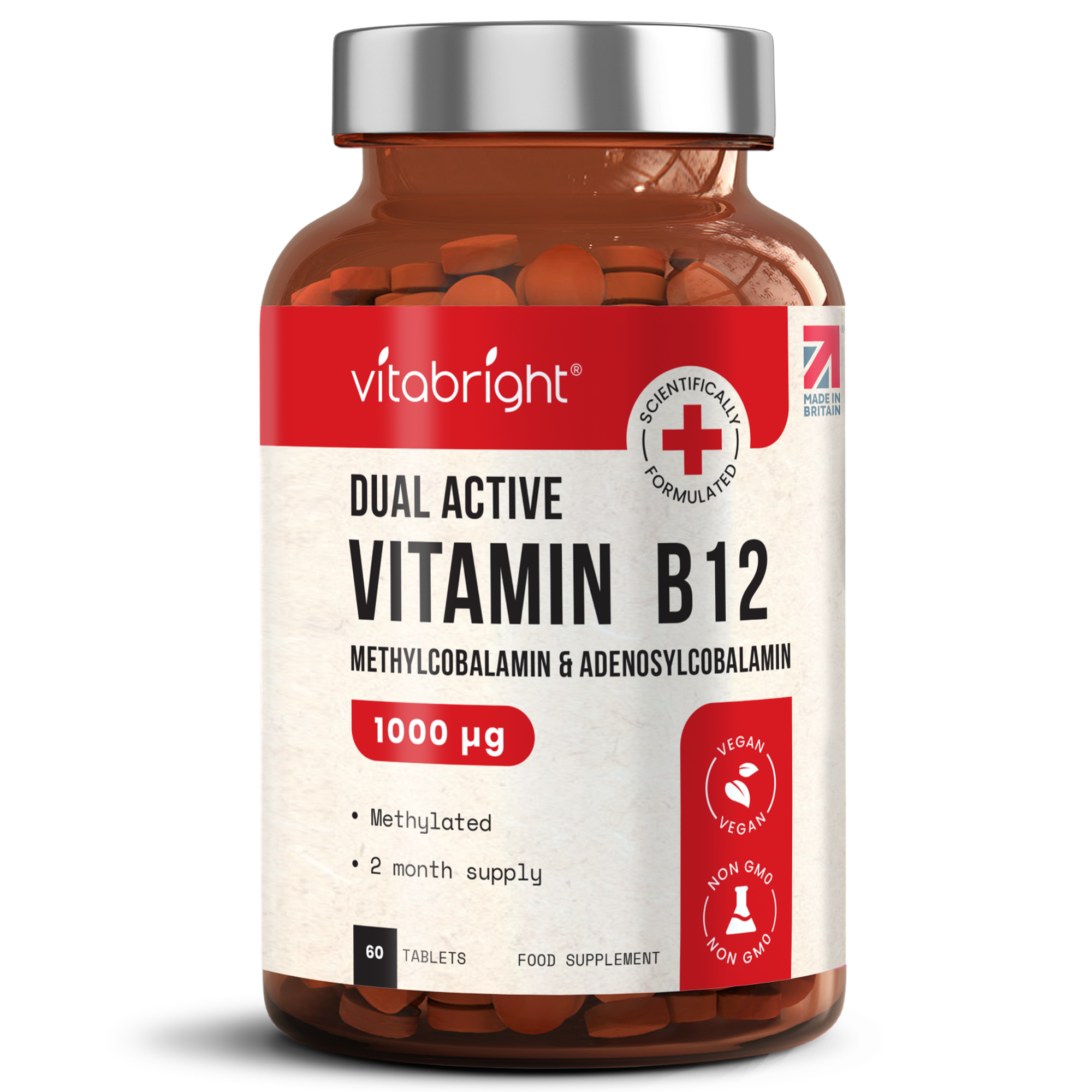 Dual Active Vitamin B12 - 60 Vegan Tablets – VitaBright